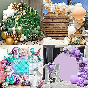 Mermaid Round Backdrop Cover 7ft Under The Sea Glittering Mermaid Birthday Backdrop Underwater Round Backdrop Cover Girls Princess Birthday Party Baby Shower Gender Reveal Photo Background Decor