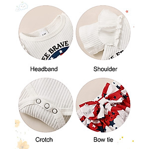 DISAUR Baby 4th Of July Girl Outfits Newborn Baby Girl Clothes Infant Independence Day Ruffle Short Sleeve Top +Stars Stripes Shorts + Cute Headband 3PCS Clothing Set