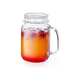 G.E.T. Shatterproof Plastic Mason Jars Style Drinking Glasses with Handles, 16 Ounce, 5" Tall, Clear (Set of 4)