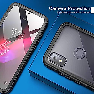 IDweel Fullbody Case for TCL REVVL 4,T-Mobile REVVL 4 Case, Hybrid Built-in Screen Protector TPU Shock Absorption Shatter-Resistant Bumper + Clear PC Back Anti-Drop Cover, Clear/Black Bumper