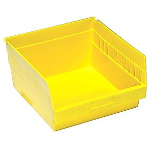QUANTUM STORAGE SYSTEMS K-QSB209YL-4 4-Pack Plastic Shelf Bin Storage Containers, 11-5/8" x 11-1/8" x 6", Yellow