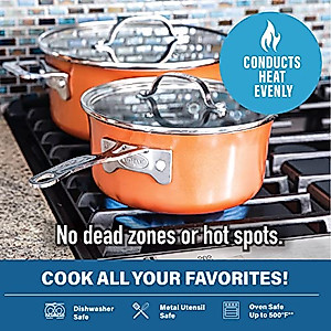 Gotham Steel Stackmaster Nonstick Pots & Pans Set, 17 Piece Stackable Cookware Set, As Seen on TV Cookware, Space Saving Cookware, Copper Pots & Pans Set, PFOA Free, Oven & Dishwasher Safe 2021 Model