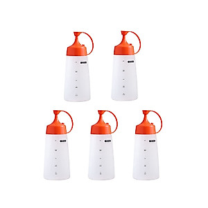 Lpdphanxfkx Condiment Squeeze Bottles, 5 Packs Plastic Condiment Squeeze Bottles Set, Multipurpose Sauces Contains with Tip Cap Size 300ml for Barbecue Ketchup Dressing Syrup Arts Crafts