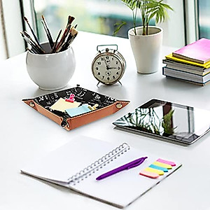 Valet Tray, PU Leather Catchall, Tray Organizer, Storage Box for Watches Jewelry Coins Key, Blackboard Periodic Table of Chemical Elements