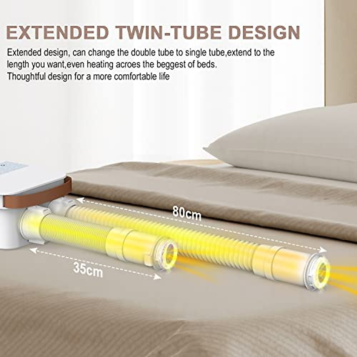 MORFY Portable Blanket Warmer, Double Nozzle Bed Warmer for Warming Bed, Blanket Warmer with Shoe Dryer Attachment, LCD Touch Double Mode Design