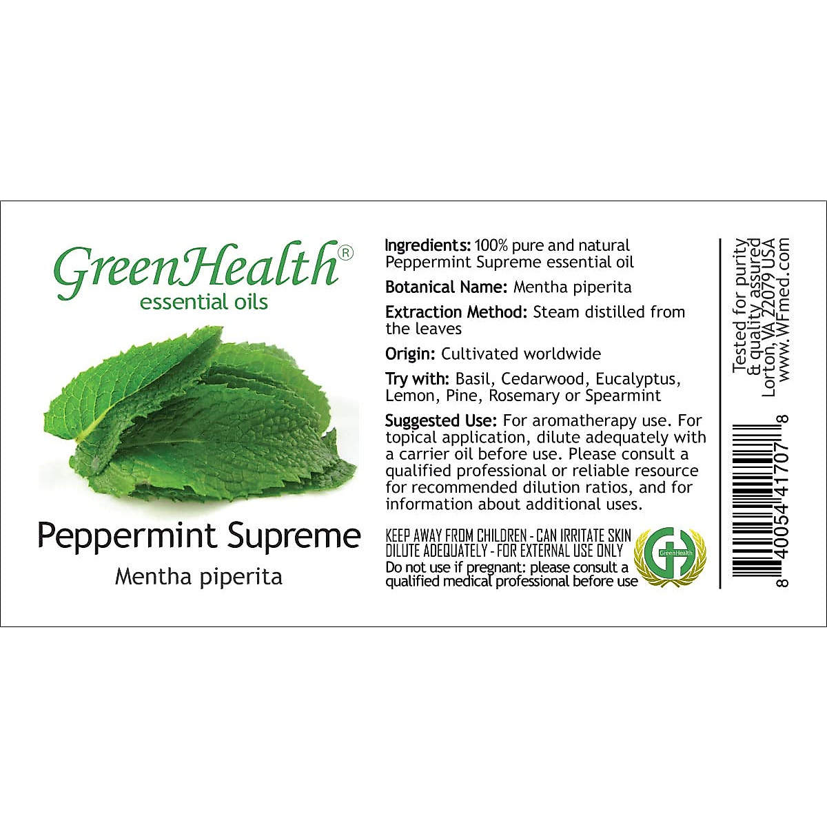 1 fl oz Peppermint Essential Oil (Mentha Piperita) (100% Pure & Uncut) - GreenHealth