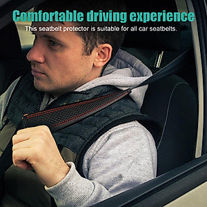 Ziciner 2 PCS Car Seat Belt Covers, Soft Leather Seat Belt Shoulder Strap Pads, Safety Seat Belt Covers for A More Comfortable Driving, Compatible with All Cars & Camera Backpack Straps (Black & Red)