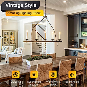 Sheetea LED Candelabra Bulbs 60 Watt Equivalent, E12 LED Bulbs Dimmable Chandelier Light Bulbs, Soft Warm White Light Bulbs 2700K Candelabra Base, 6W 600LM Flame Tip CA10 Candle Light Bulbs, 10-Pack