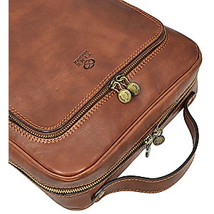 Time Resistance Leather Backpack Rucksack City Bag Unisex Matt Brown