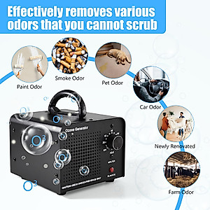 HHGM 48,000mg/h High Capacity Ozone Machine Generator, Commercial Industrial Quartz Tube Air Purifier, Ionizer & Deodorizer Ozone Odor Eliminator Suitable for Home, Car, Basements, Pets, Smoke, Farms