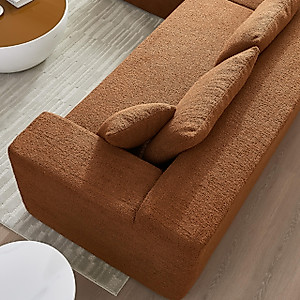 JURMALYN 104.33" Orange Sponge Sectional Sofa Cloud Couch for Living Room Fabric L-Shape Sofa Couch with Chaise, Comfy High Density Sponge Floor Sofa
