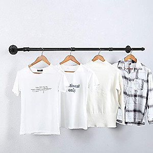 Industrial Pipe Clothing Rack Wall Mounted,Vintage Retail Garment Rack Display Rack Cloths Rack,Metal Commercial Clothes Racks for Hanging Clothes,Iron Clothing Rod Laundry Room(59in,Black)