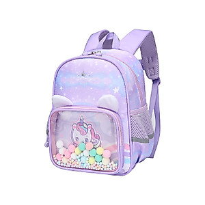 Tanou Toddler Backpack for Girls, 11 Inch Ultra-light Kids Small Backpacks, 2023 Cute Toddler Bag for Preschool Day Care, Unicorn