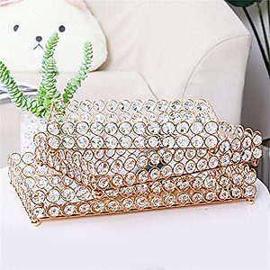 N/A Gold Glass Tray Cosmetic Container Lipstick Necklace Desktop Rack Storage Jewelry Metal Storage Tray Tray (Color : Gray, Size : 25x 15x5.5cm)