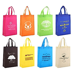 100PCS Custom Bulk Tote Bags Personalized Grocery Shopping Bag Reusable Non-Woven Hand Bags with Your Business Logo/Text (option 1:100pcs)