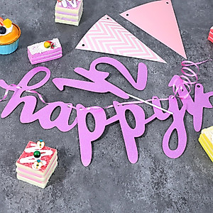 Happy 1/2 Birthday Banner Glitter Half Birthday 6 Months Happy Birthday Banner Happy Birthday Bunting Banner Birthday Party Decorations for Half Year Baby Shower, Pink