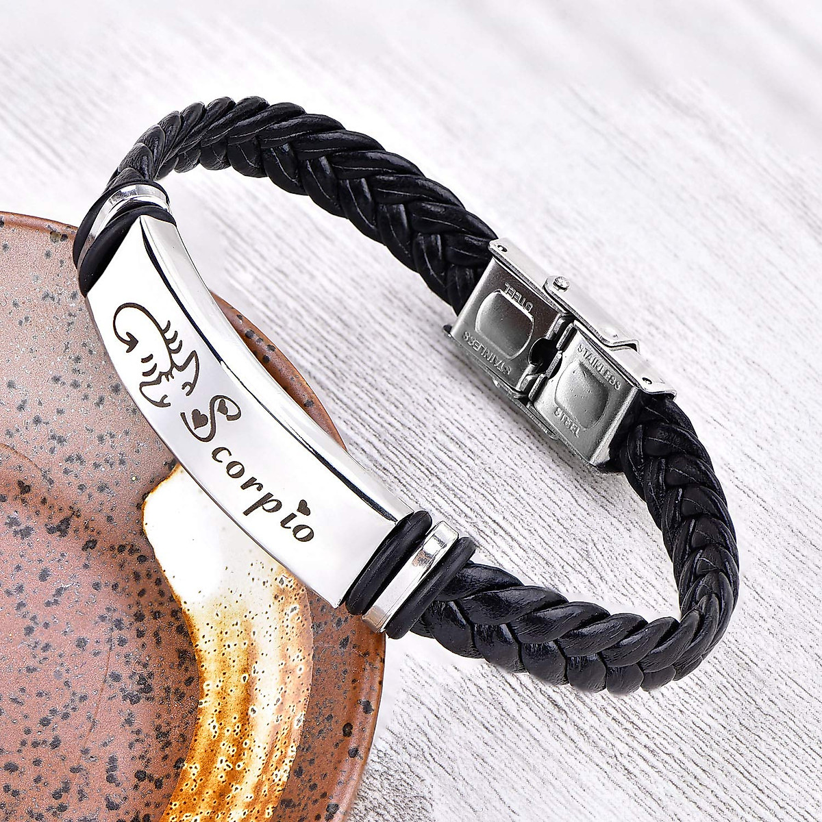STARCHENIE Scorpio Leather Bracelet 12 Constellation Braided Punk Wrist Rope Cuff Bracelet