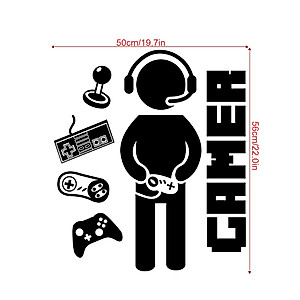 SITAKE Game Room Decor, “Gamer” Boys Room Decorations for Bedroom, Kids Wall Decor and Wall Stickers for Playroom, 19.7 × 22.0 Inch