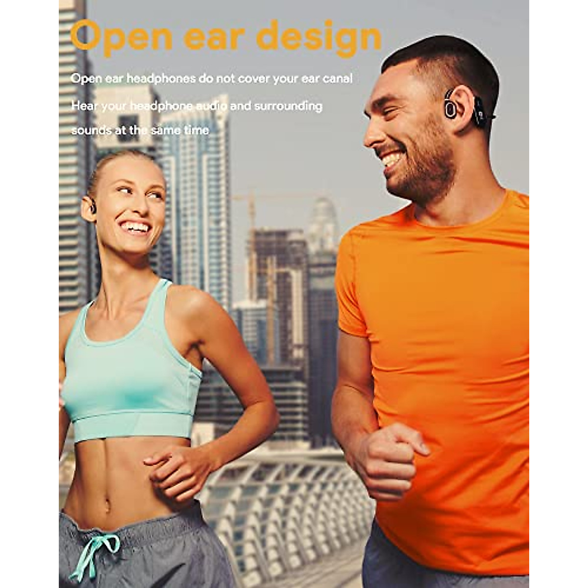 MEE audio AirHooks Open Ear Headphones - Lightweight, Comfortable, Sweatproof Wireless Bluetooth Earbuds with Mic and High Audio Clarity Let You Hear Your Surroundings for Safer Workouts and Running