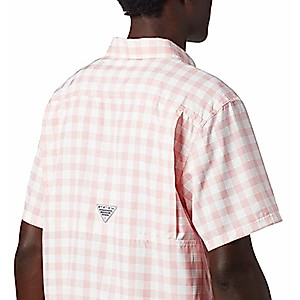 Columbia Men's Super Slack Tide Camp Shirt, Sorbet Palaka Plaid, Large