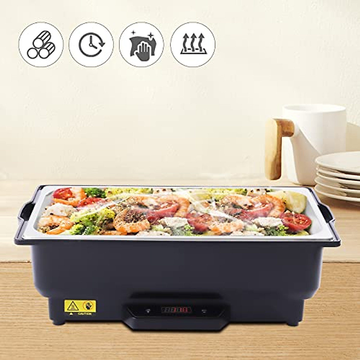 500W Electric Buffet Warmer Server Chafing Dish Buffet Tray Food Warmer Set 3 Compartment Buffet Server Chafing Dish Stainless Steel Chafing Server Set Buffet Server Warmer Food Insulation
