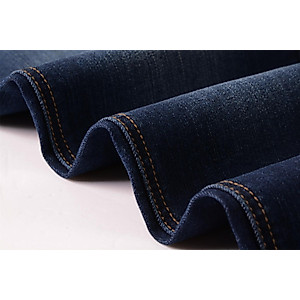 ZLZ Blue Ripped Distressed Jeans for Men Slim Fit, Men's Fashion Design Destroyed Jeans Pants with Holes Stretch Fit Size 34