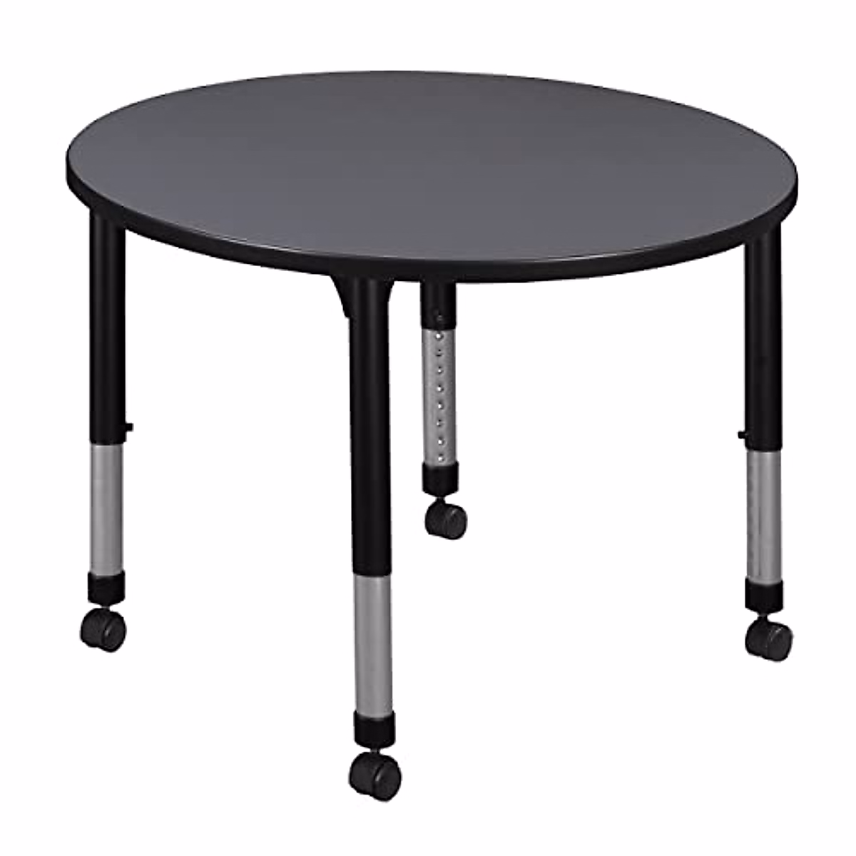 Regency Kee Height Adjustable Mobile Round Classroom Table, 36", Grey