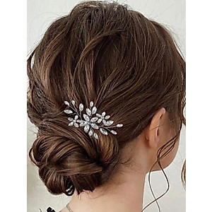 Latious Wedding Bride Crystal Hair Comb Silver Rhinestones Bridal Hair Pieces Vintage Hair Clip Hair Accessories for Women and Girls