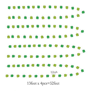 Glitter Shamrock Clover Garland for St Patricks Day Decorations Spring Party Garlands Streamer Banner Backdrop Hanging Saint Clover Decor Irish Baby Shower Wedding Birthday Parties Supplies