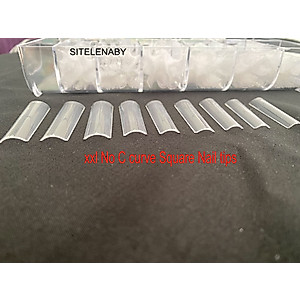 No C Curve XXL Square Nail Tips-Clear Acrylic Nails Square Shape Nail Tips SITELENABY 500 pcs Flattened Half Cover False Nails for Nail Salons and DIY French ABS Nail Tips (xxl Long Sqare No c curve)