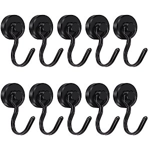 Magnetic Hooks，35Lbs ​Strong Neodymium Magnet Hook,for Hanging BBQ Grill Tools Pot Holders,Refrigerator,Cruise,Kitchen,Key Holder,Coat,(Black 10PACK)