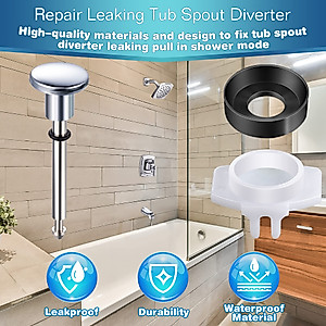 Enhon 2 Set Tub Spout Diverter Repair Kit, Includes 2 x Diverter Valve Stems, 2 x Cup Seals and 2 x Gates, Bathroom Shower Bathtub Leaky Faucet Repair Replacement Parts (Chrome,Classic)