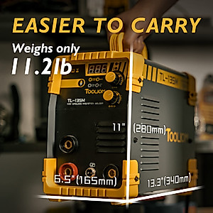 TOOLIOM 135A Flux Core Welder MIG Welder 110V Flux MIG/Lift TIG/Stick 3-in-1 Welding Machine IGBT DC Inverter