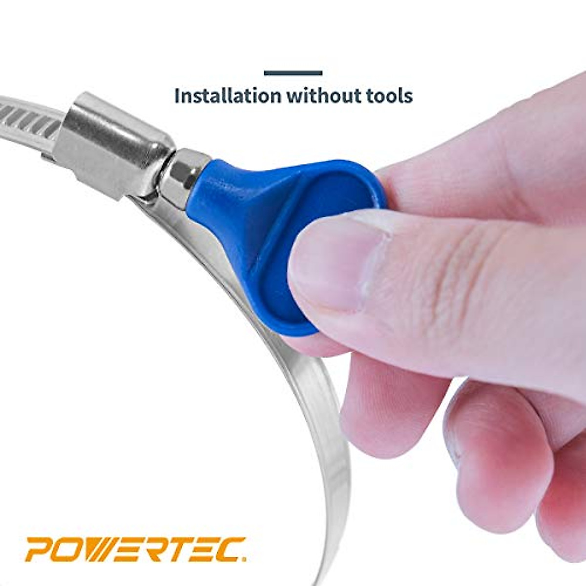 POWERTEC 70262 2-1/2 Inch Key Hose Clamp, Thumb Screw Key Adjustable Stainless Steel Hose Clamps for Dust Collection, Dust Collector and Dryer Vent Hose, Pipe Clamp, RV Clamp, Worm Gear Clamp, 10 pack