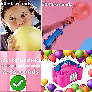 TOOMCYD Electric Balloon Pump Portable Dual Nozzle Balloon Inflator Blower for Party Decoration with Tying Tool,Inflating Faster Save Time Rose Pink