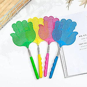 YJYdadaS Retractable Fly Swatter, Mini Retractable Stainless Steel Fly Swatter Durable Retractable Fly Swatter - Yellow, Green, Blue, Pink of 4 Style Color, Total Length 29.5 inch (Pink) 11inch
