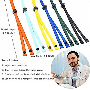 TUOXUAN Face Mask Lanyard for Kids with Snaps Mask Holders Around Neck for Adults Mask Extenders/Ear Savers Protect Neck Strap for Behind Head Fasteners mask Necklace 6 Pack (Multicolor)
