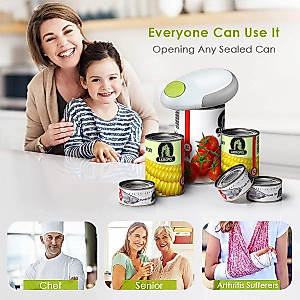 NOLTSE Electric Can Opener, Safety Can Opener Smooth Edge, A button to Open Your Cans, No Sharp Edge, FoodSafe, Battery Operated, Mini Can Opener Electric Kitchen, 2021White