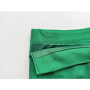 TONCHENGSD Women's High Waist Pleated Mini Skirt Skater Tennis Skirt (Dark Green, M)