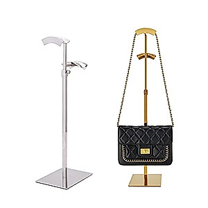 NA Stainless Steel high-Low Hanging Bag Rack Adjustable Hanging Bag Display Rack Double Head Bag Support Bag Display Rack Custom Snapshot