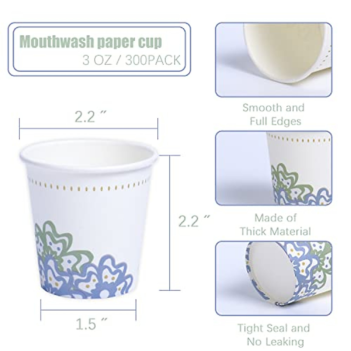 Lamosi 300 Pack 3 oz Disposable Bathroom Cups, 3oz Paper Cups for Bathroom, Mouthwash Cups, Mini Paper Cups for Parties, Picnics, Barbecues, Travel and Events