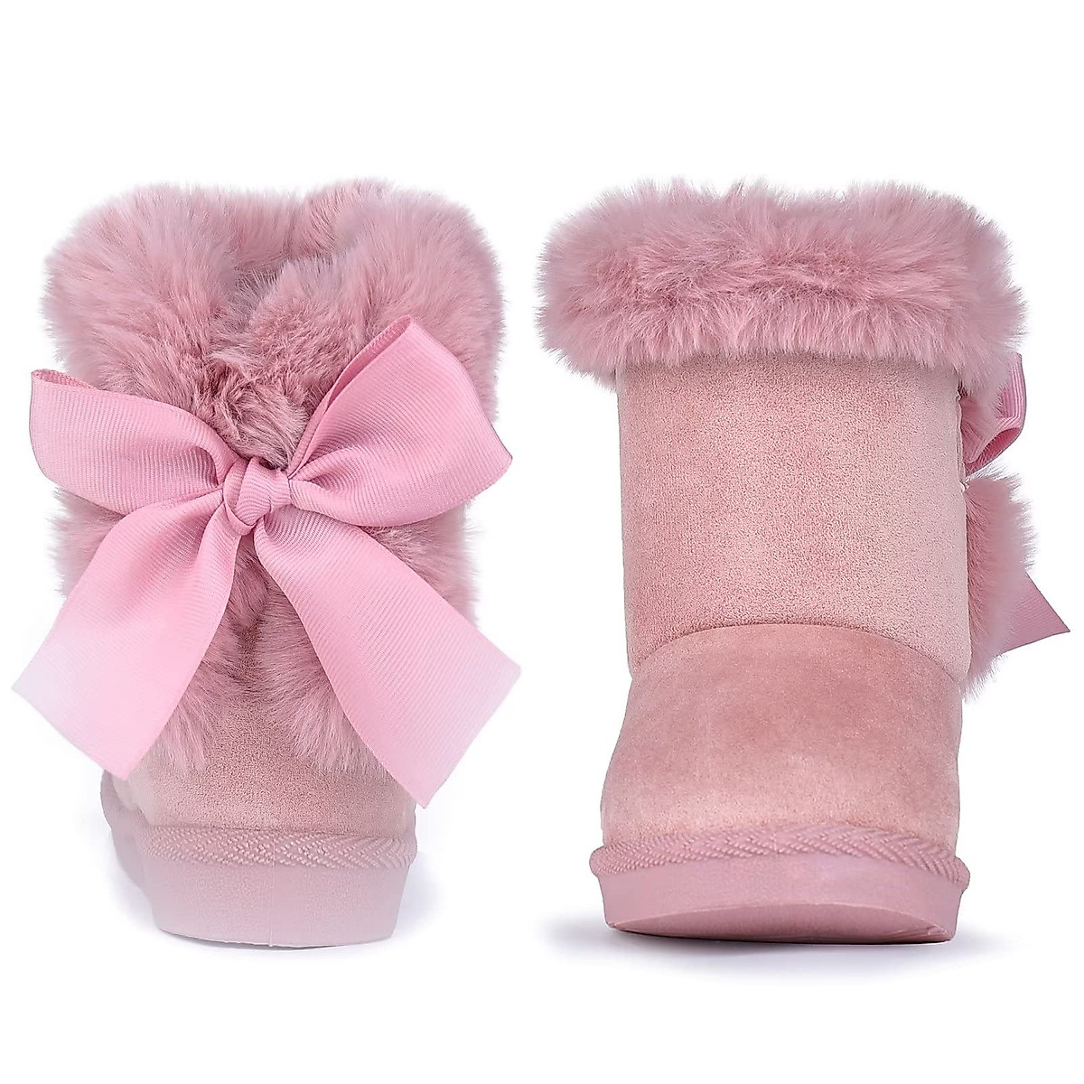 FANTURE Toddler Snow Boots for Girls Boys Winter Warm Fur Lined Kids Non Slip Outdoor Shoes (Toddler/Little Kid) U421ELTX04-Pink-21