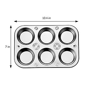 DecorRack 2 Pack Non-Stick Muffin Pans, 6-Cup, Bakeware for Baking Cupcakes (Pack of 2)