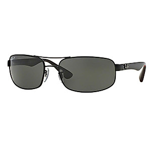 Ray-Ban RB3445 006/P2 61M Matte Black/Dark Grey Polarized Rectangular Sunglasses+ BUNDLE with Designer iWear Eyewear Kit