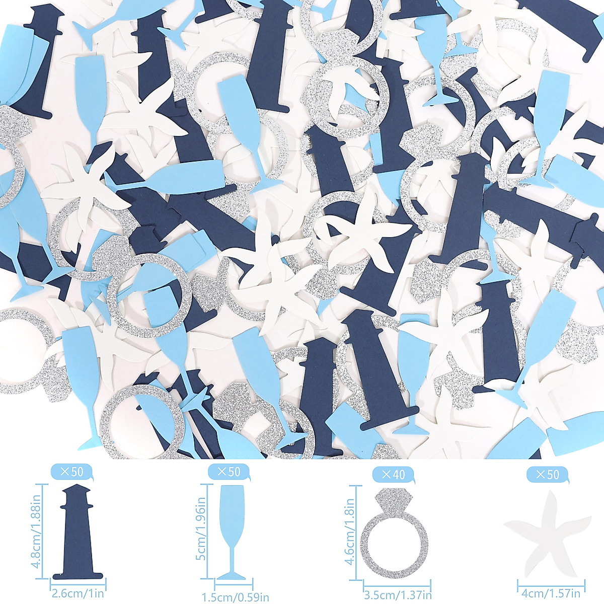 Coastal Grandma Bachelorette Party Confetti - Last Toast on the Coast Bachelorette Party surprise,Bachelorette Party Decor,Wine Cup Diamond Ring Shells Starfish Paper Scatter for Bridal Shower