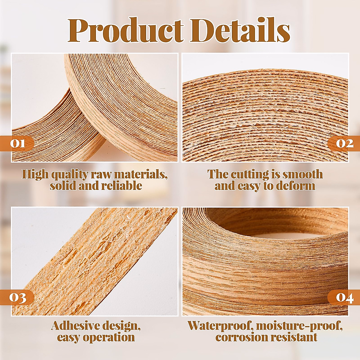 Soaoo 6 Roll 3/4 Inch x 50 ft Plywood Edge Banding – Pre-glued Wood Veneer Roll Plywood Edge Trim Flexible Plywood Birch Edge Banding Easy Application for Furniture Restoration