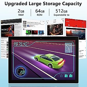 Android 11 Tablet 10.1 Inch Tablets, 2023 Upgraded 2 in 1 Tablet with Keyboard, Include Mouse/Case/Stylus/Tempered Film, 4GB RAM+64GB ROM(Max 512GB), 8MP Camera 6000mAh Battery 10" FHD Android 11 Tab