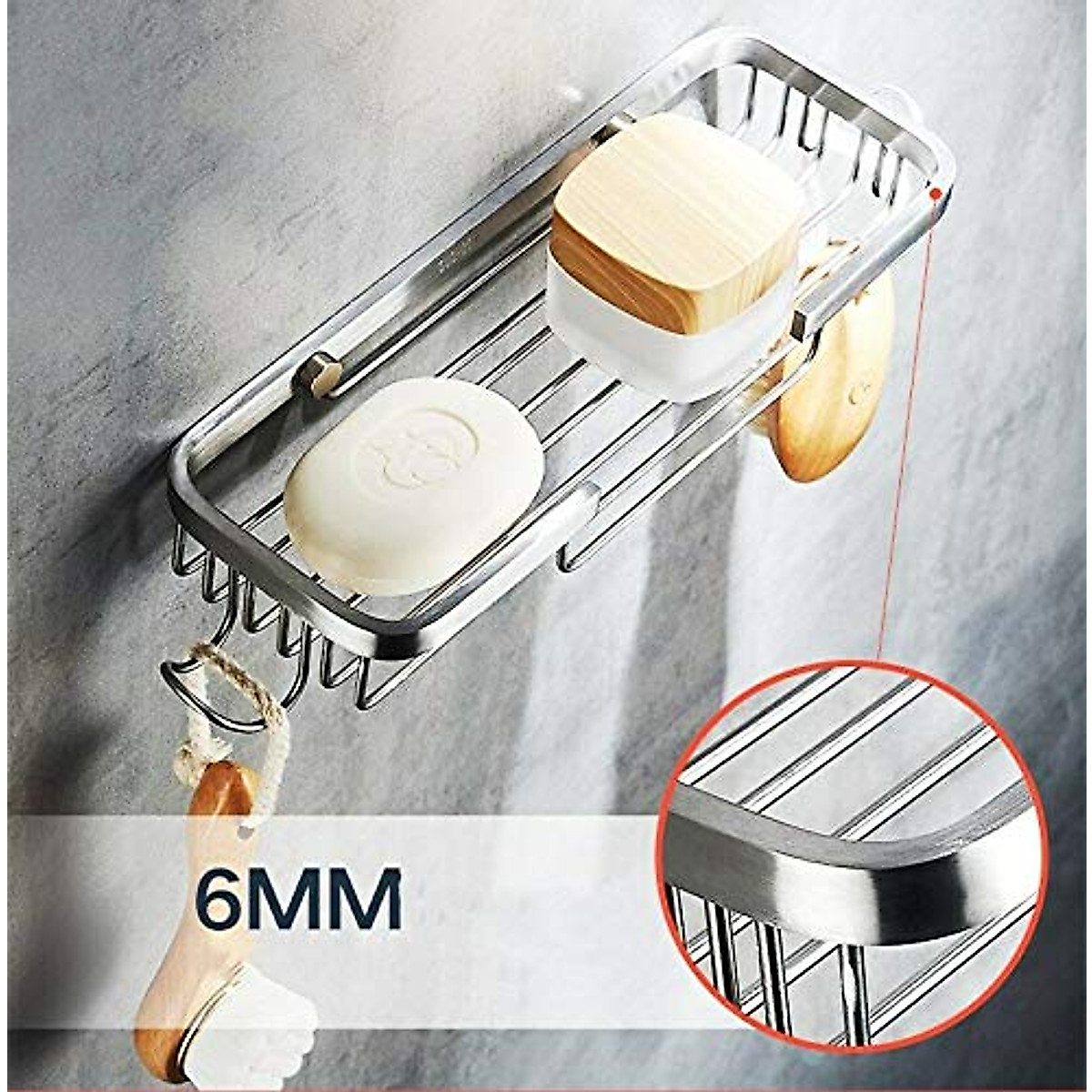 housebest Wall Mounted Brushed Nickel Shower Caddy Bath Organizer Storage Basket Soap Dish Holder Hooks Stainless Steel Shampoo, Conditioner Bathroom Accessories