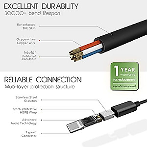 PALOVUE USB C Headphones Earbuds, Type C Magnetic Earphones with Microphone Compatible with Samsung Galaxy S23 S22 S21 Ultra S20 FE Note 20 10 A53 A54, Google Pixel 7 6 5 4, One Plus, Black