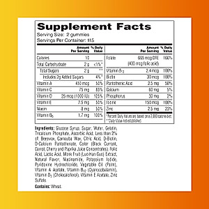 One A Day Women’s Multivitamin Gummies, Supplement with Vitamin A, Vitamin C, Vitamin D, Vitamin E and Zinc for Immune Health Support, Calcium & more, Orange, 230 count, Fruity